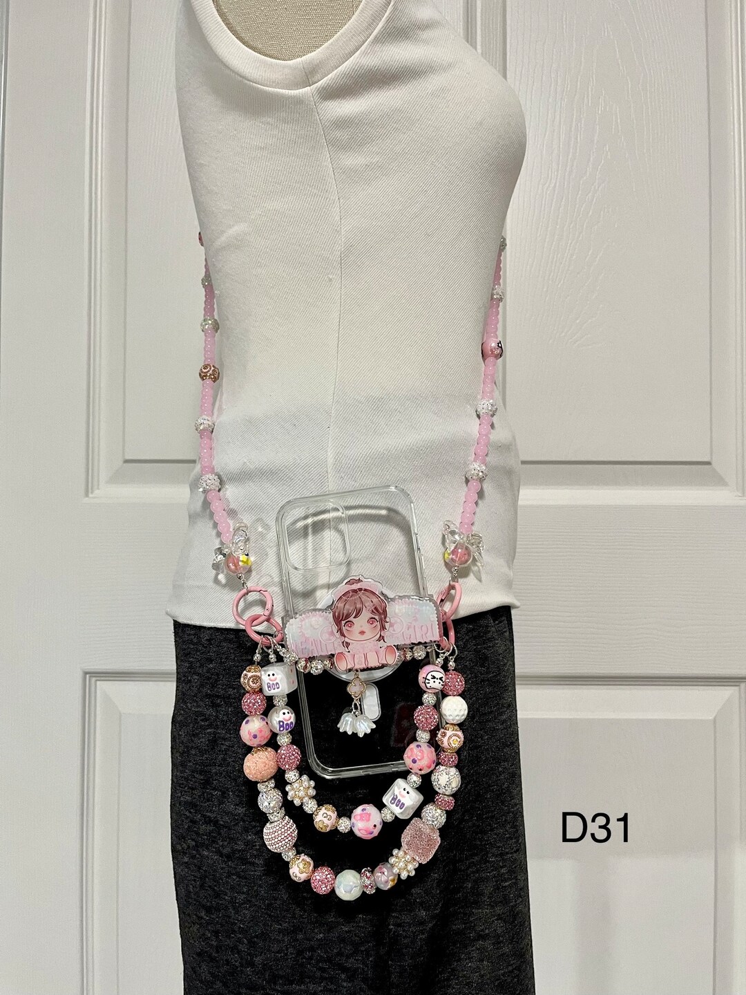 Handmade Phone Back Clip - Crossbody Strap Hand Painted Beads With ...