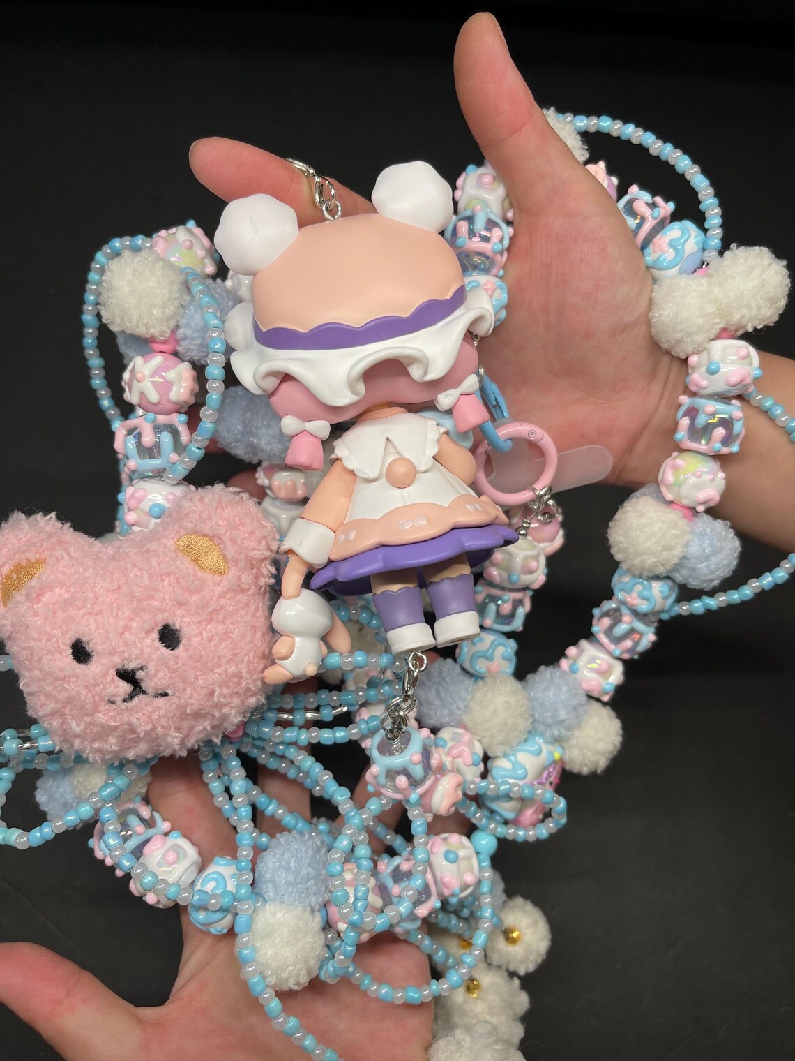 Handmade Crossbody Phone Strap Hand Painted Beads With Figure Toy ...