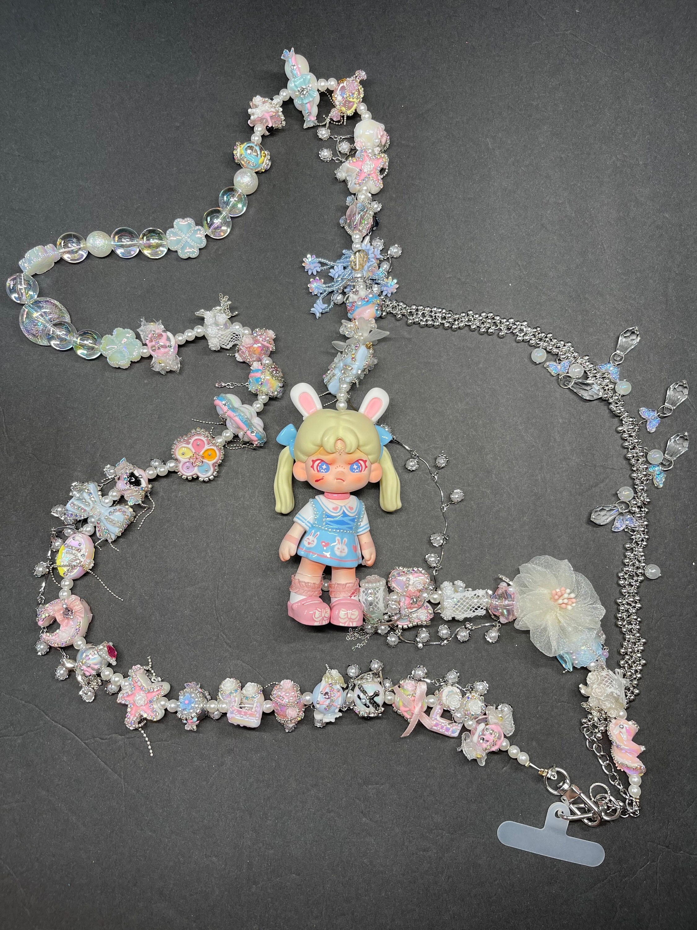 Handmade Crossbody Phone Strap Hand Painted Beads With Figure Toy ...