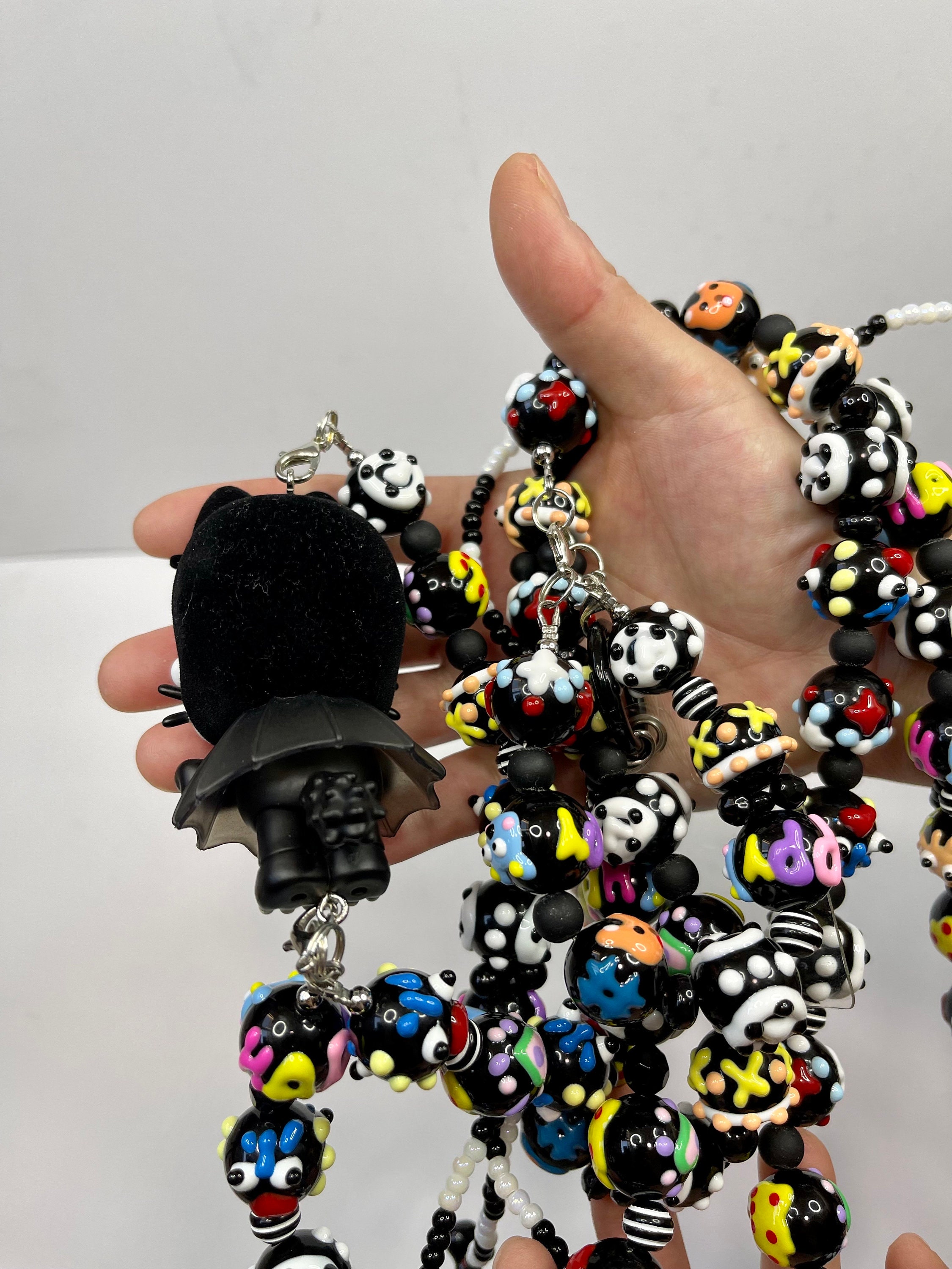 Handmade Crossbody Phone Strap Hand Painted Beads With Figure Toy for ...