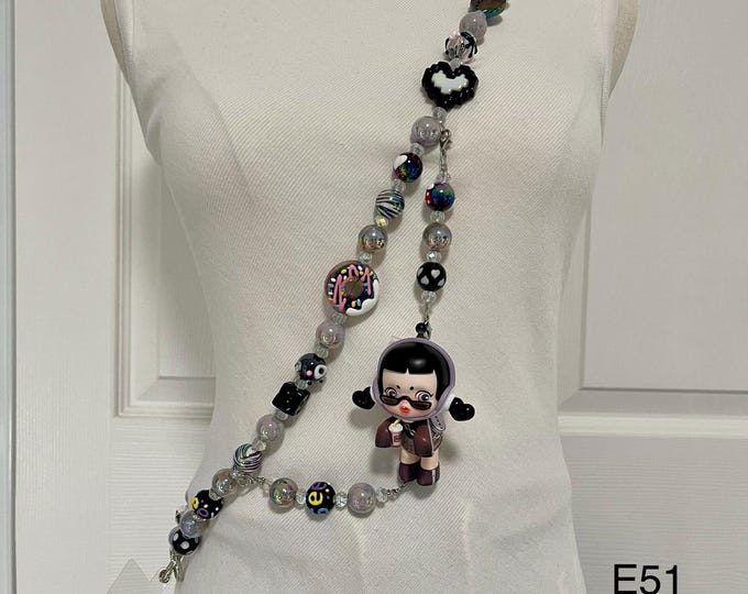 Handmade Crossbody Phone Strap Hand Painted Beads With Figure Toy ...