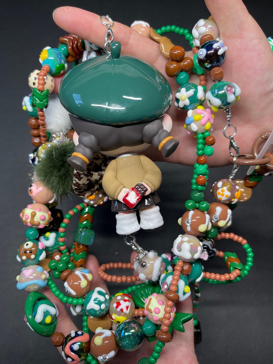 Handmade Crossbody Phone Strap Hand Painted Beads With Figure Toy ...