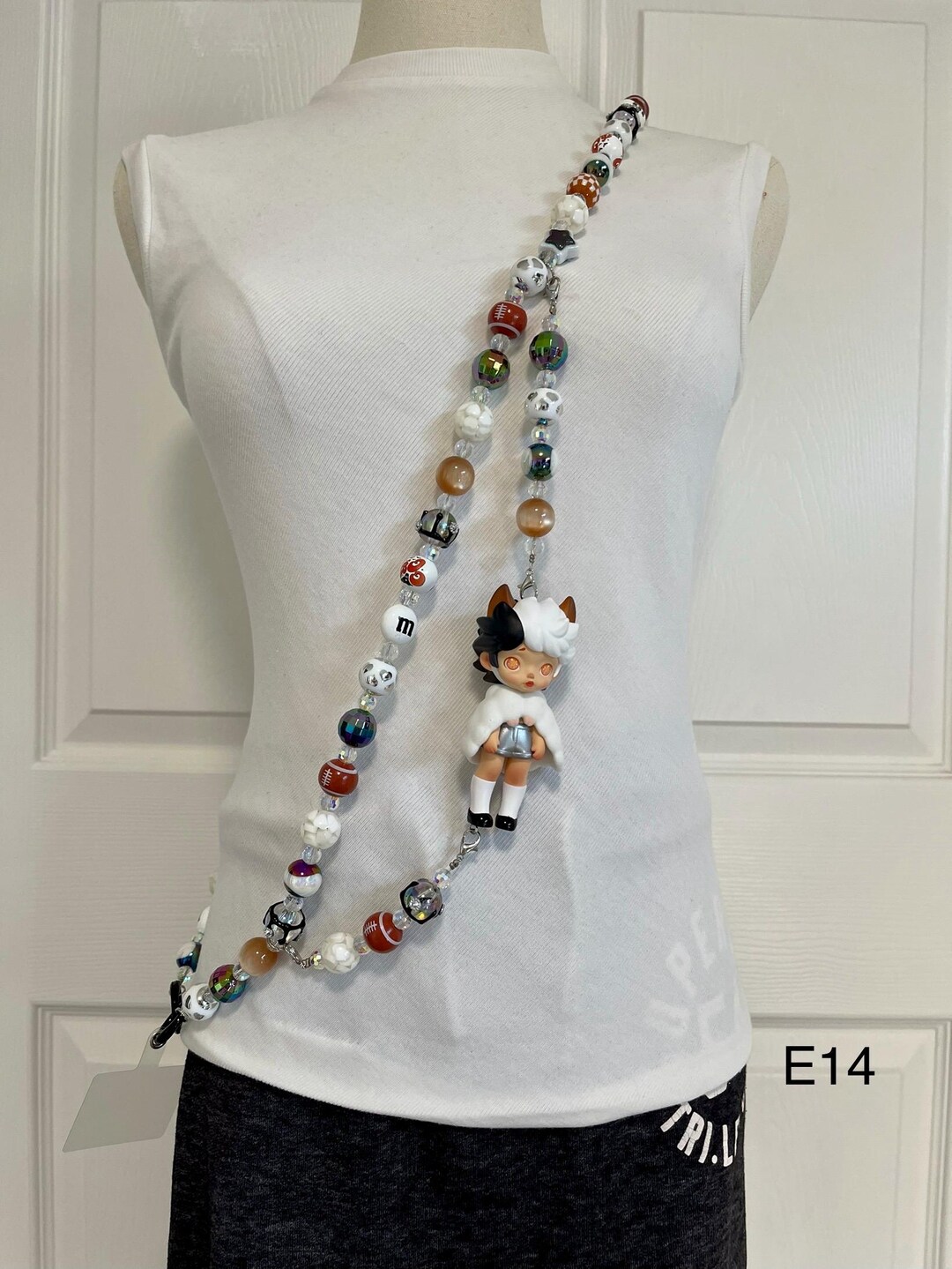 Handmade Crossbody Phone Strap Hand Painted Beads With Figure Toy ...