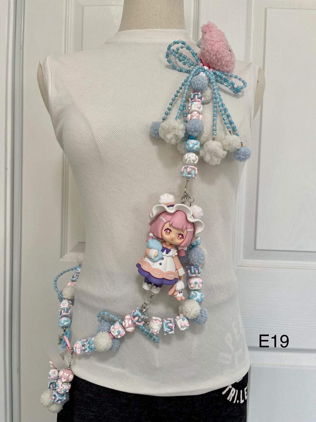 Handmade Crossbody Phone Strap Hand Painted Beads With Figure Toy ...