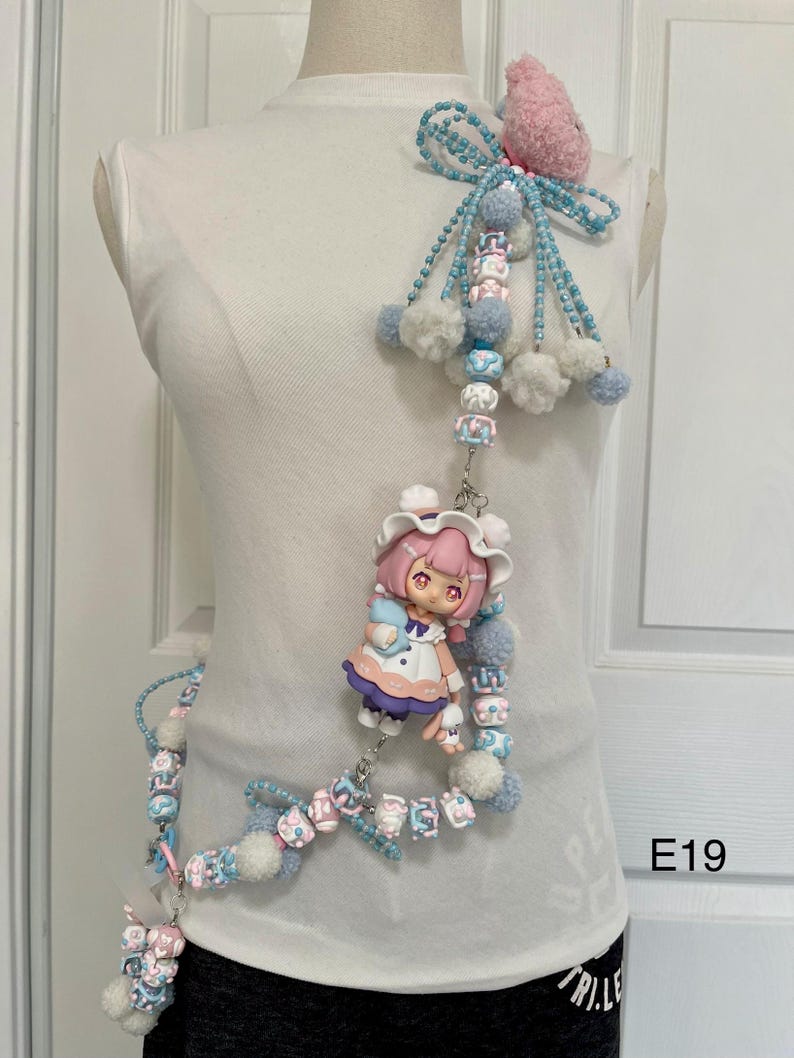 Handmade Crossbody Phone Strap Hand Painted Beads With Figure Toy ...