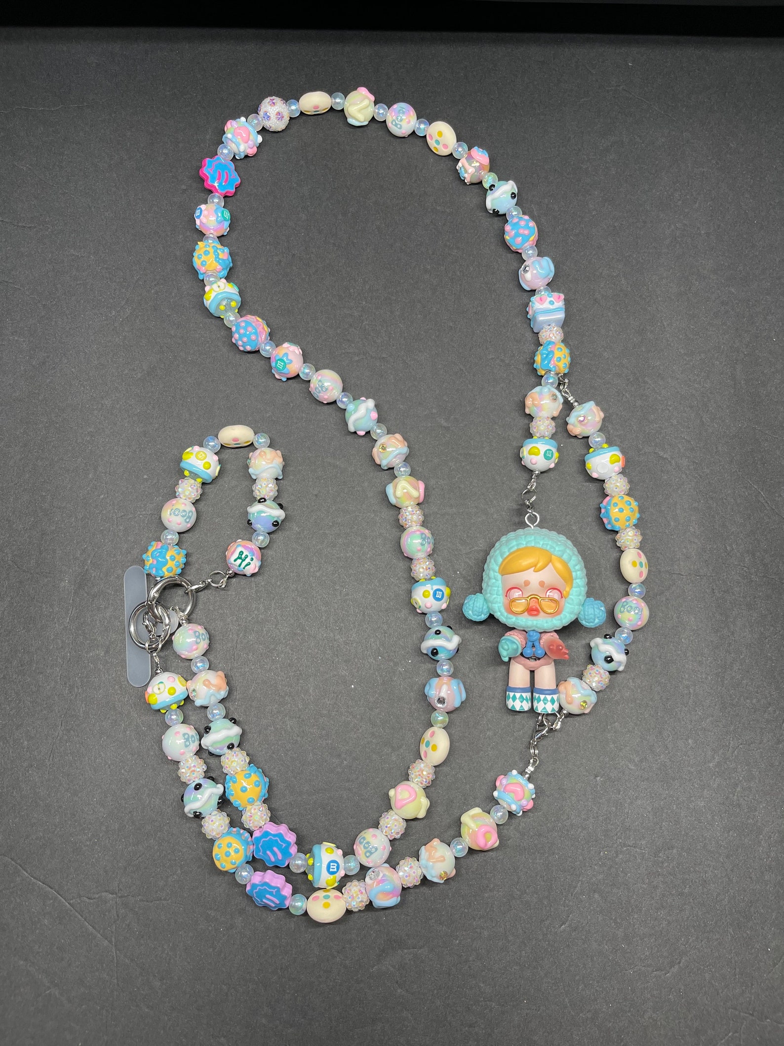 Handmade Crossbody Phone Strap Hand Painted Beads With Figure Toy ...