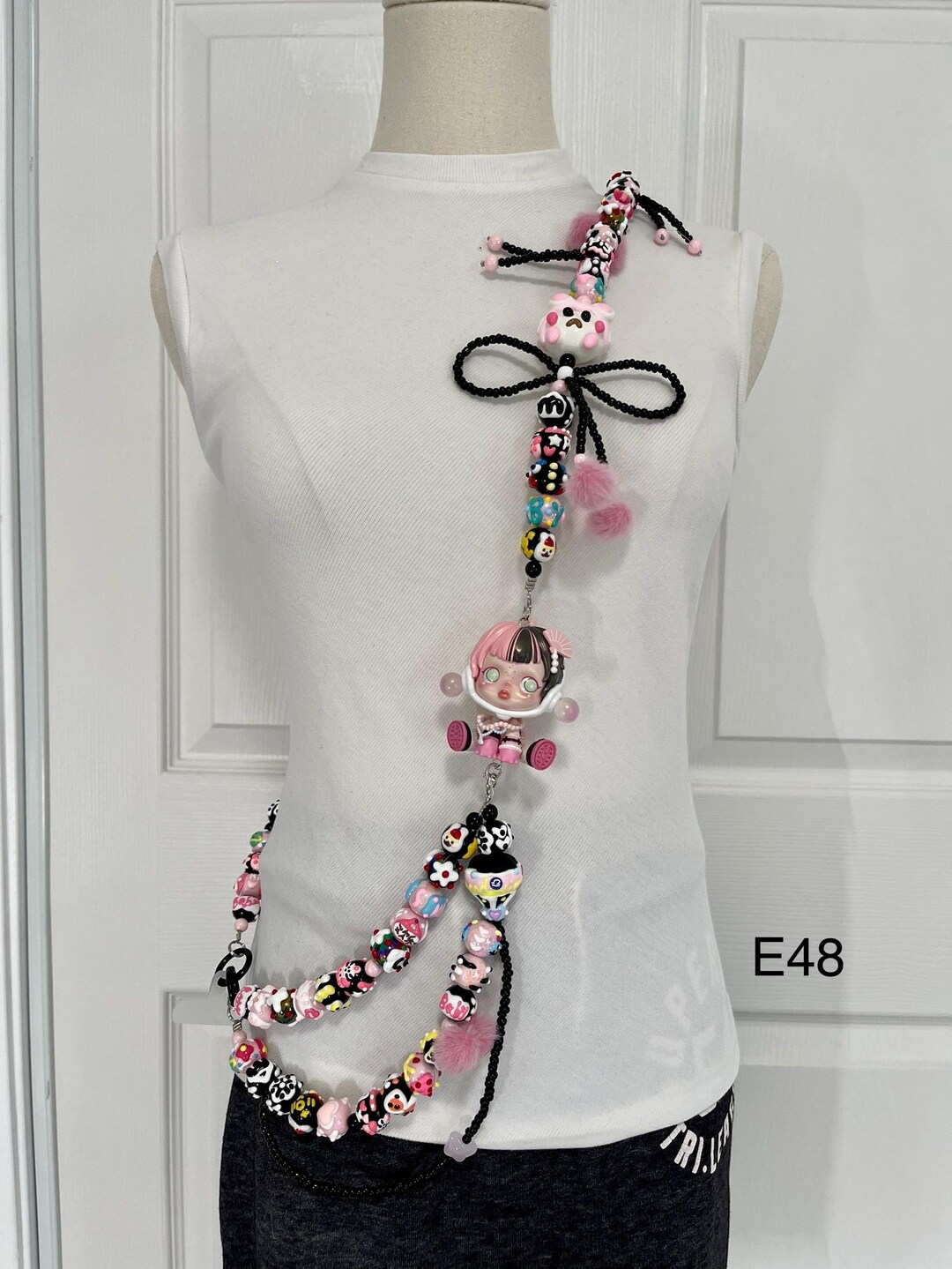 Handmade Crossbody Phone Strap Hand Painted Beads With Figure Toy ...