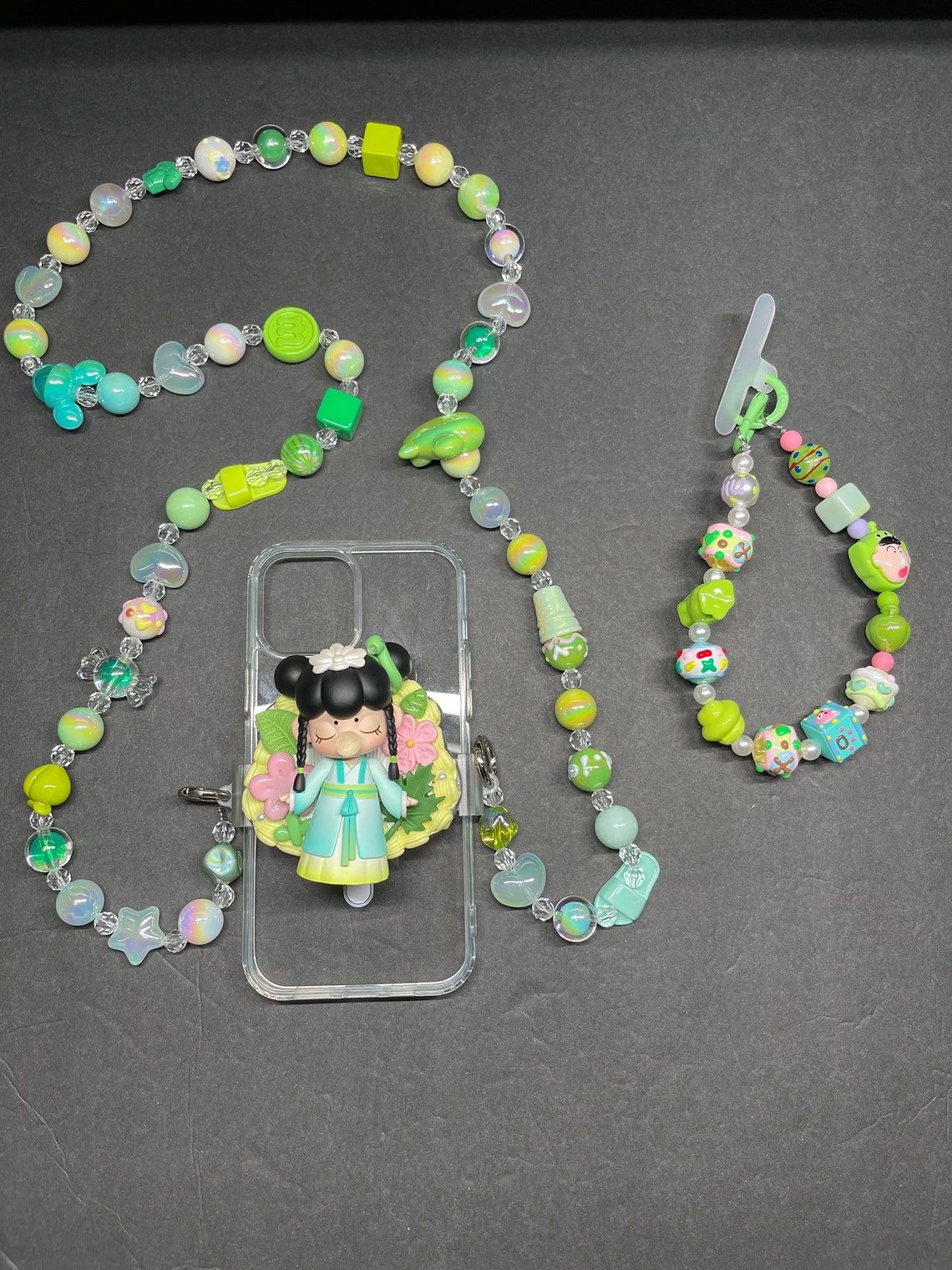 Handmade Phone Back Clip Crossbody Strap Hand Painted Beads With Figure ...