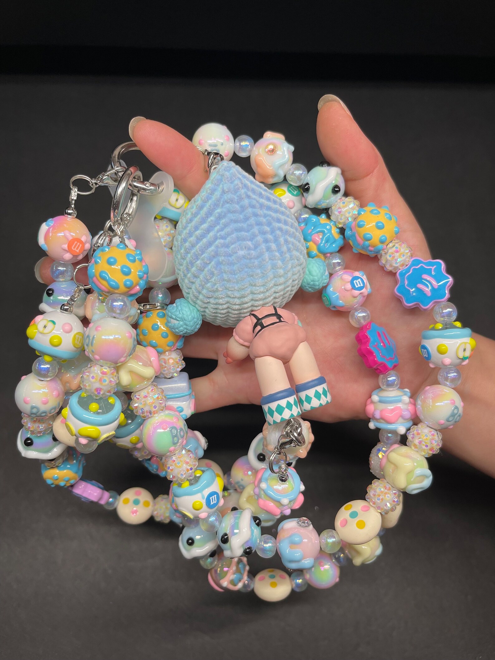 Handmade Crossbody Phone Strap Hand Painted Beads With Figure Toy Adjustable Style for Phone,bag ...