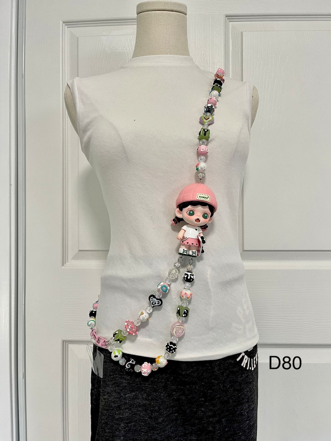 Handmade Crossbody Phone Strap Hand Painted Beads With Figure Toy ...