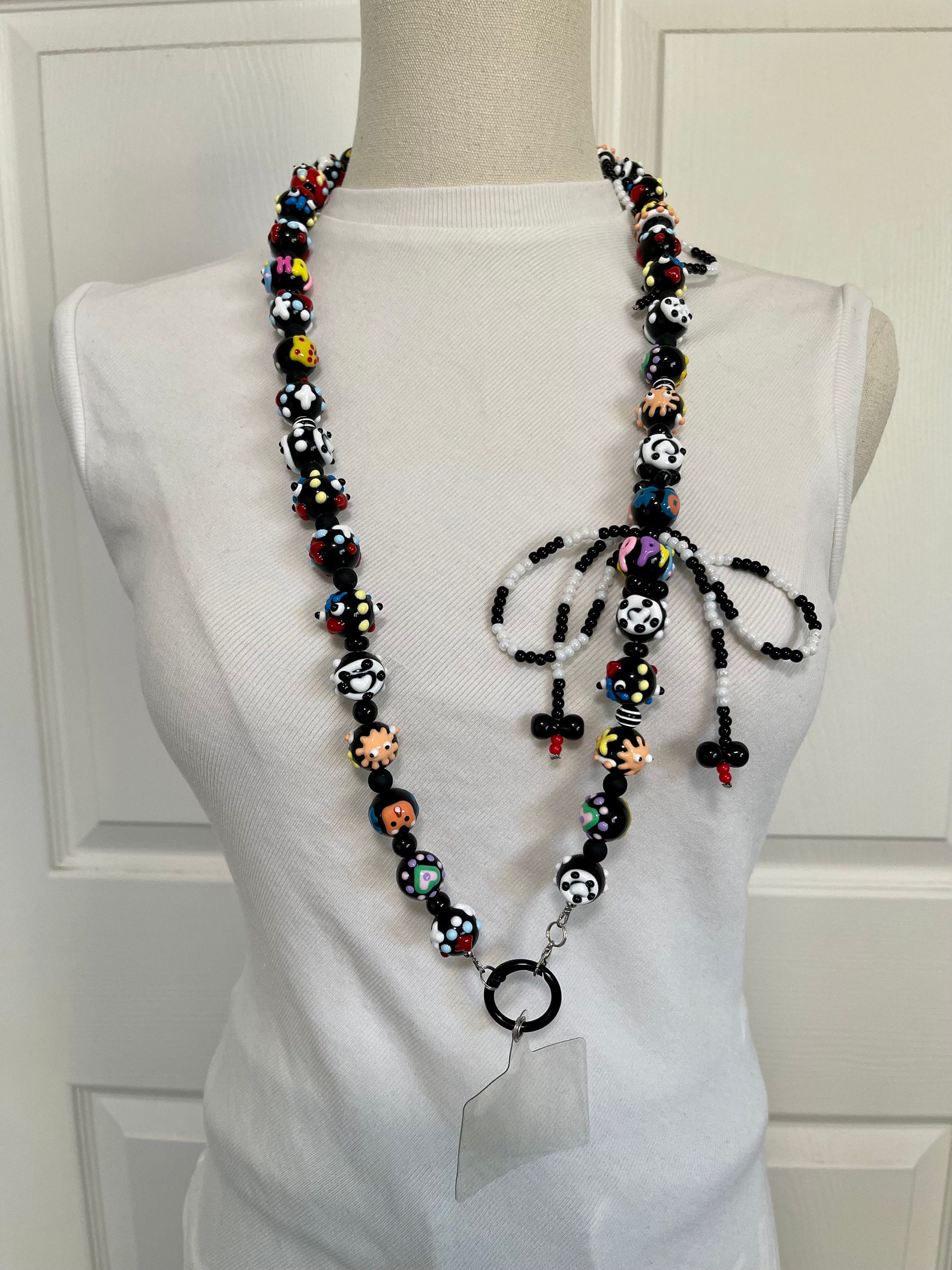 Handmade Crossbody Phone Strap Hand Painted Beads With Figure Toy for ...