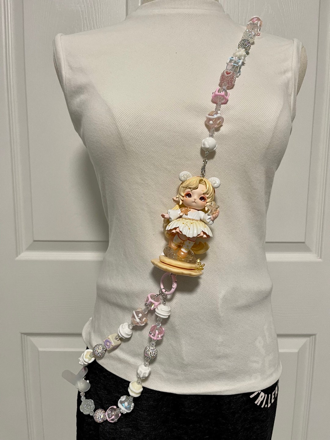 Handmade Crossbody Phone Strap Hand Painted Beads With Figure Toy for ...