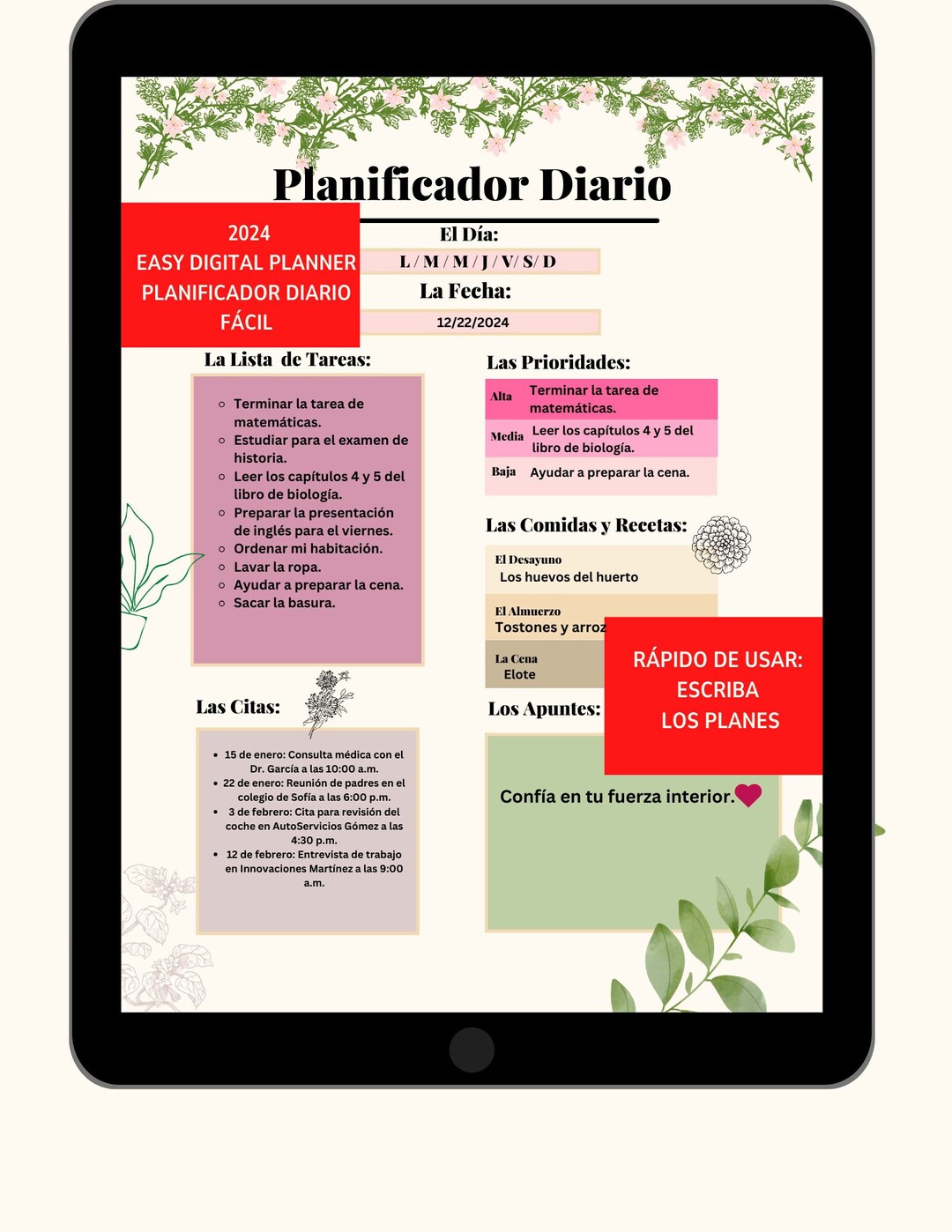 2024 Spanish Daily Planner Digital To-do List Planificador Diario ...