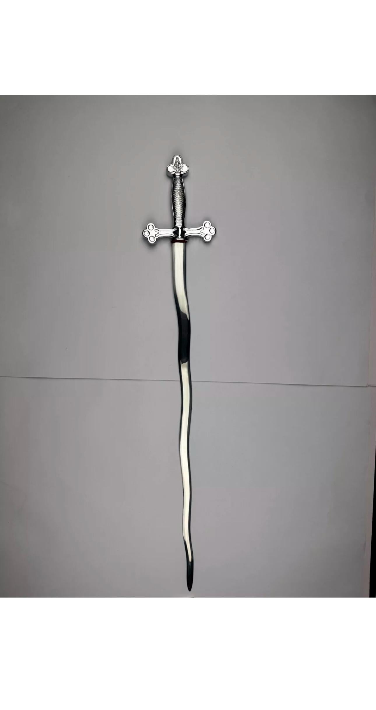 MASONIC Sword Snake Flaming Sword Square Compass With G and Silver Hilt ...