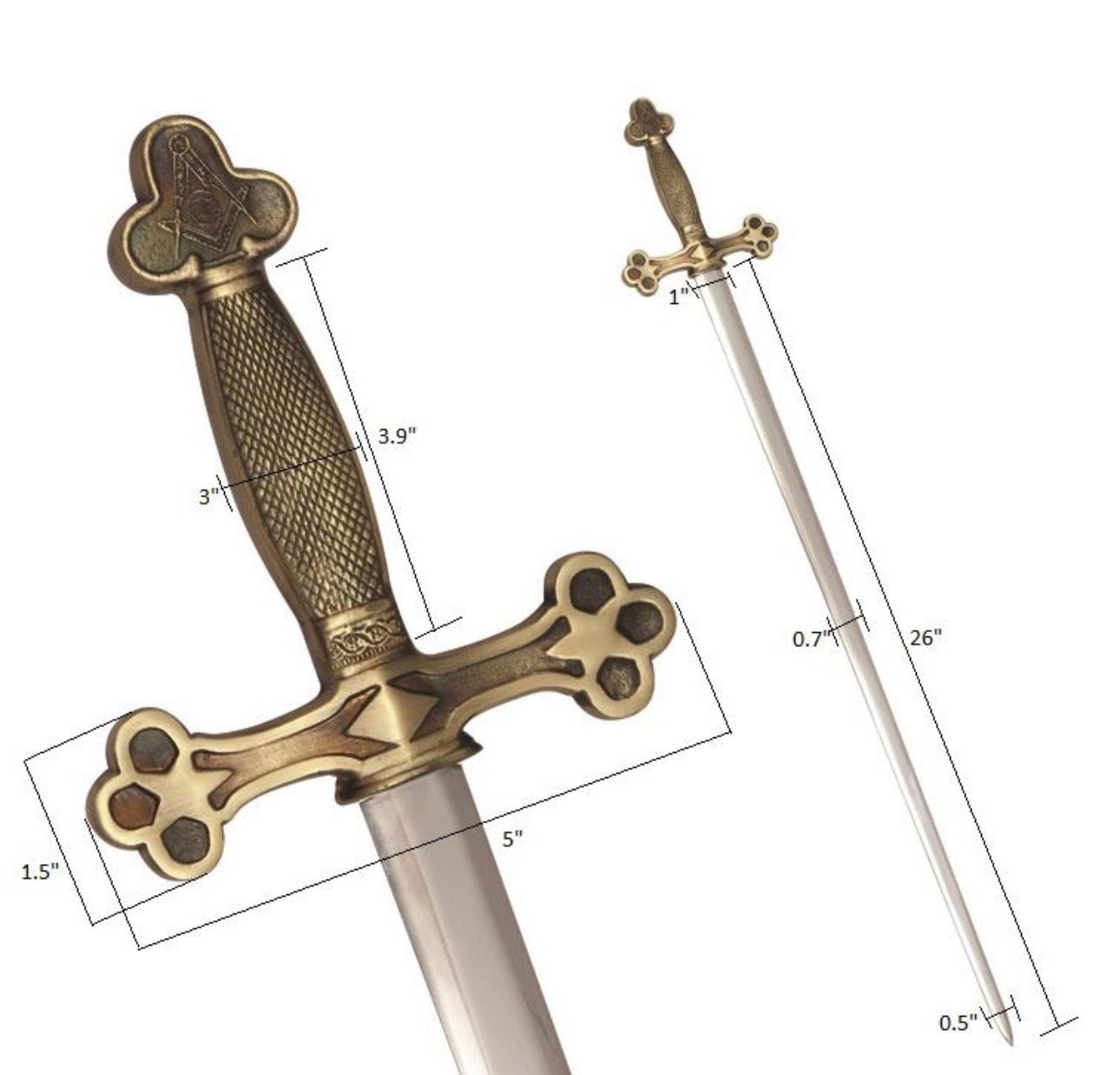 Masonic Sword-square Compass With G and Golden Hilt Unsharpened ...