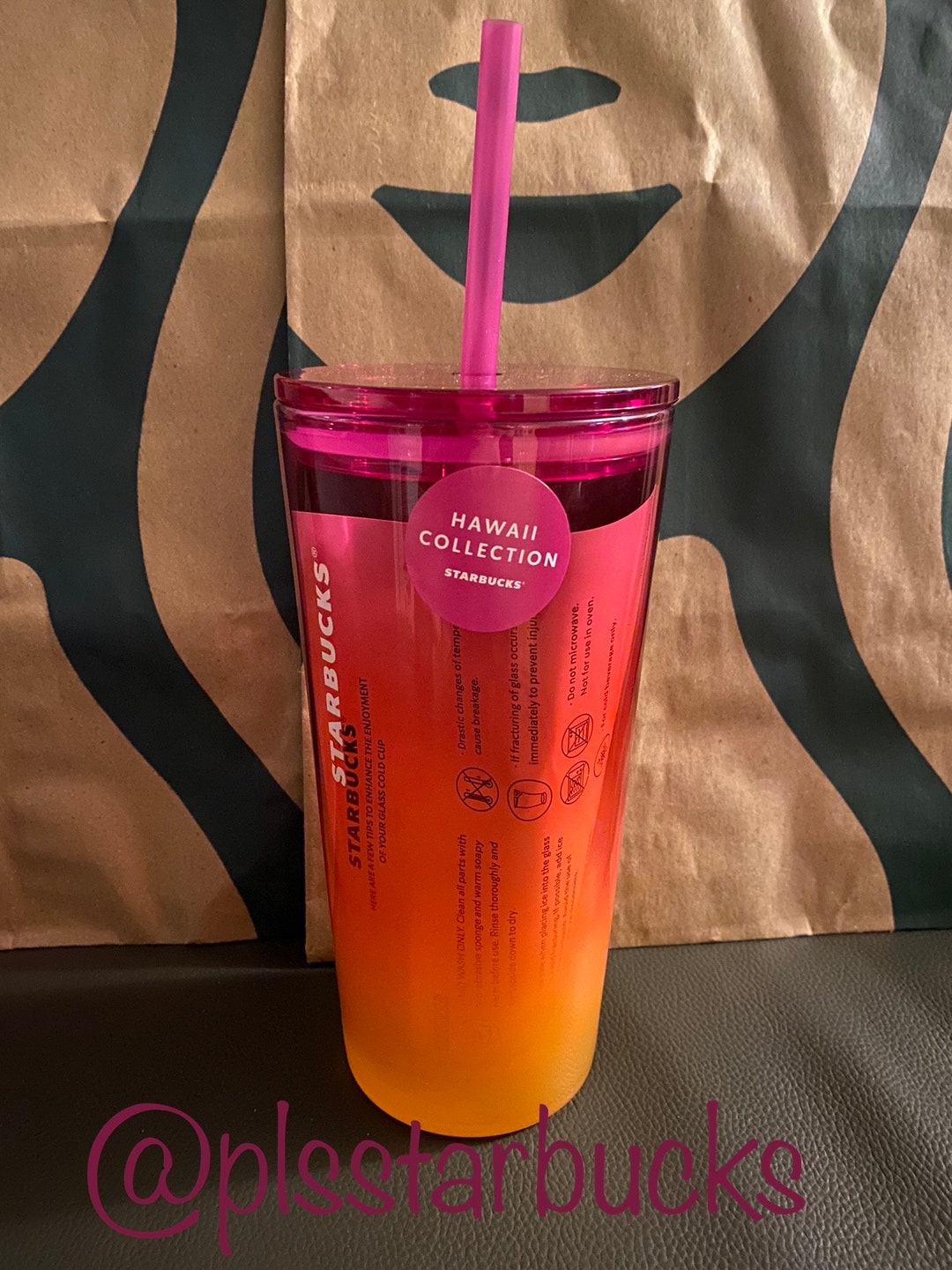 Starbucks Tumbler Pink Glass Ombré Hawaii Exclusive Collection 2020 - Etsy