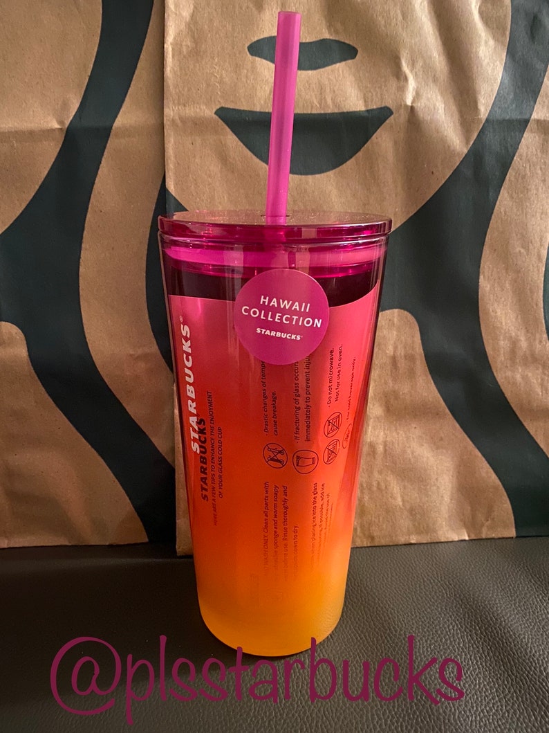 Starbucks Tumbler Pink Glass Ombré Hawaii Exclusive Collection 2020 - Etsy