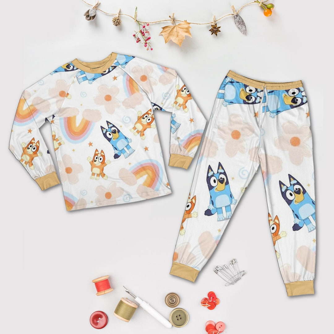 Bluey Dog Pajamas Raglan Set, Bluey Dog Holiday Pajamas, Bluey Family ...