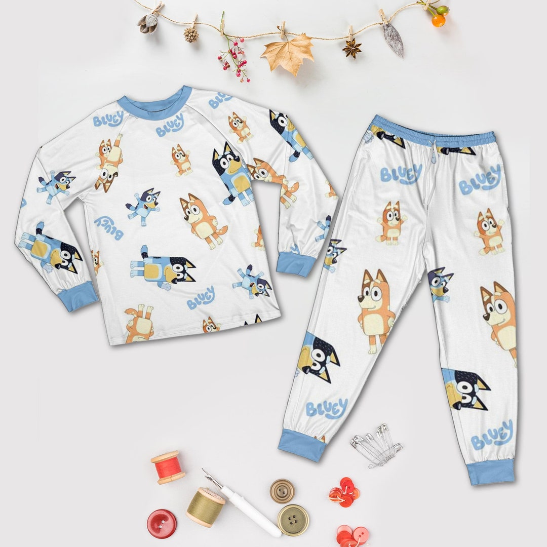 Bluey Dog Pajamas Raglan Set, Bluey Dog Holiday Pajamas, Bluey Family ...
