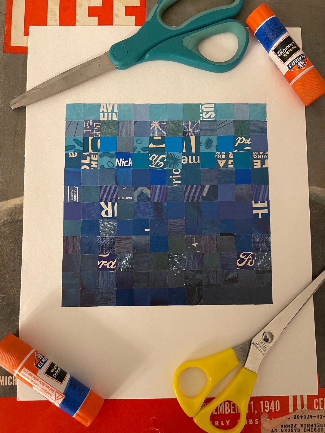 ORIGINAL Blue Gradient Mosaic Collage - Etsy