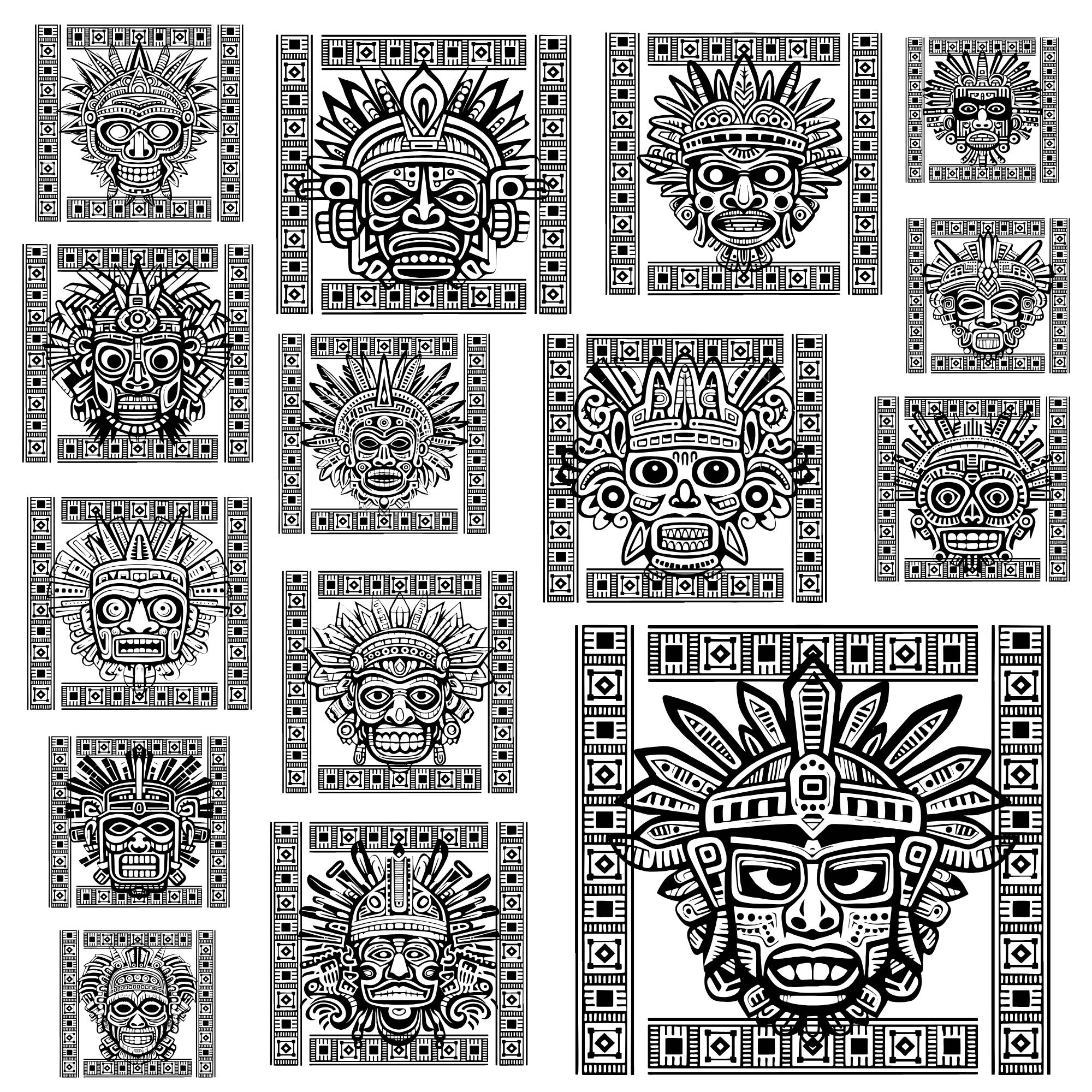 Aztec Svg Bundle, Aztec Clipart, Intricate Aztec Vector, Ancient Tribal ...