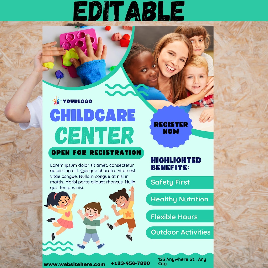 CHILDCARE FLYER TEMPLATE home Daycare Brochure Kindergarten Flyer ...
