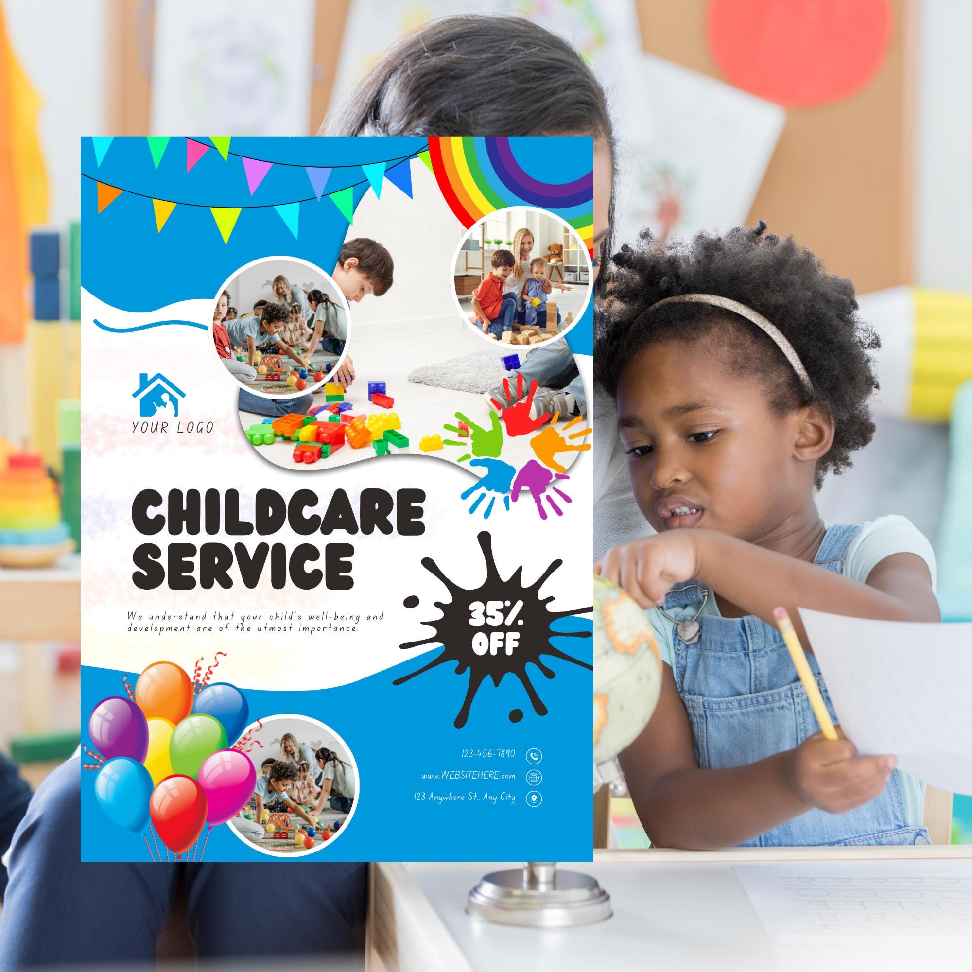 Childcare Service Flyer/ Template Babysitting Flyer/ Editable Canva ...