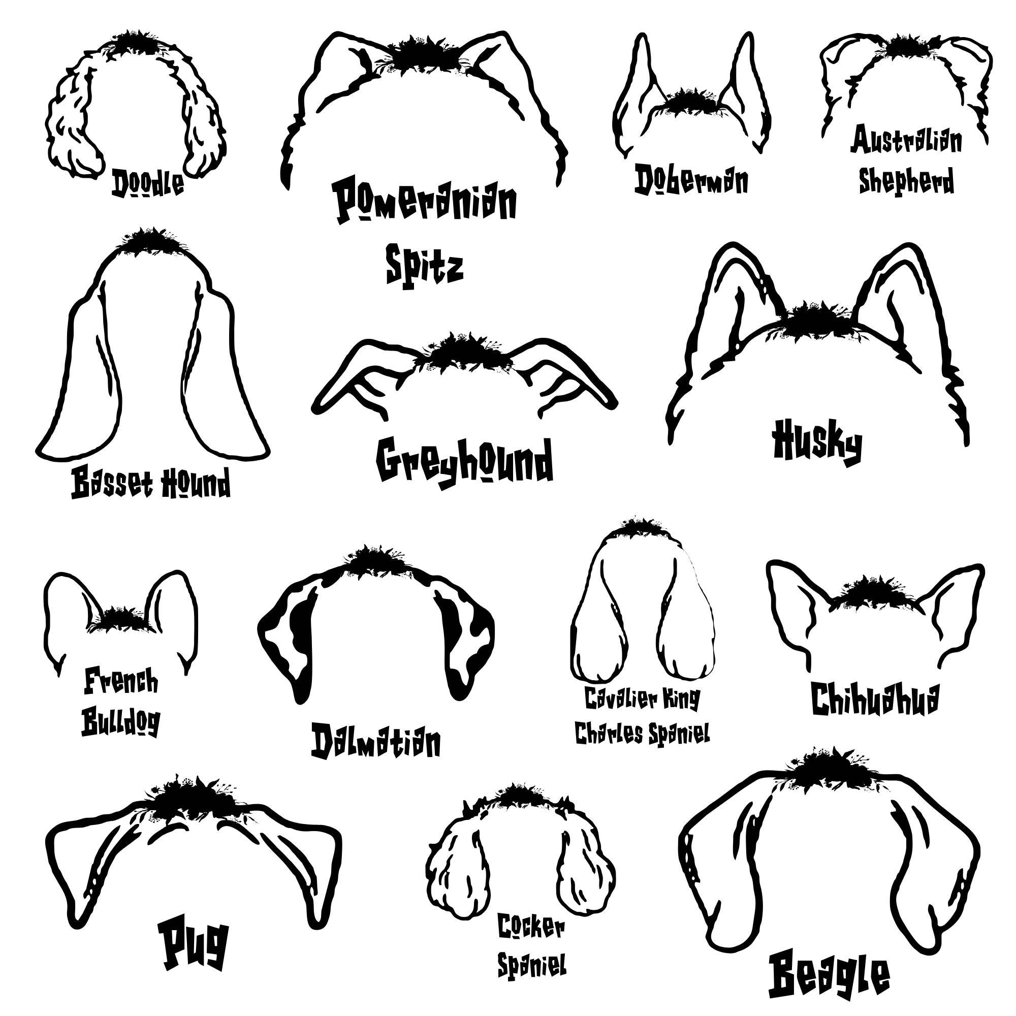 Dog Breeds Svg Bundle, Dog Breed Ears Clipart, Dog Ears Vector, Dog ...