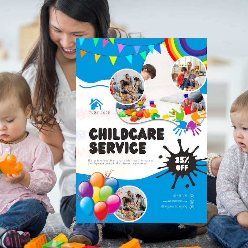 Childcare Service Flyer/ Template Babysitting Flyer/ Editable Canva ...