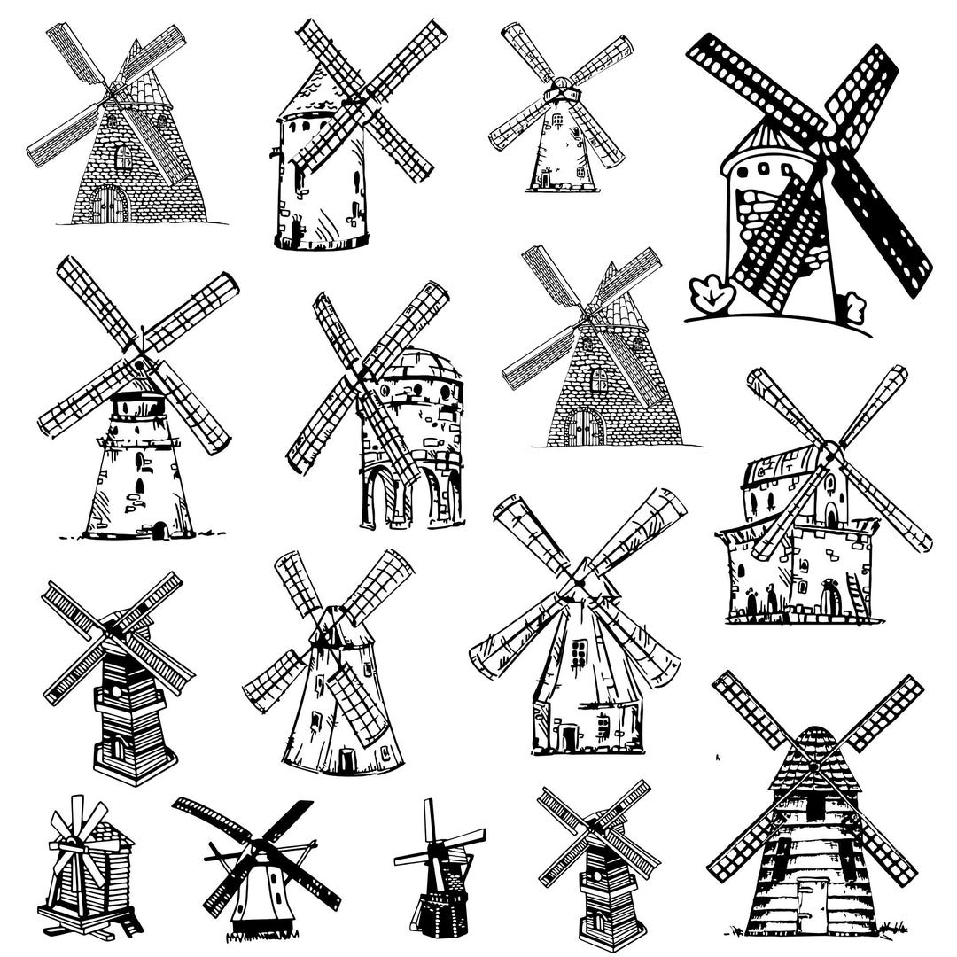 Windmill Svg Bundle, Windmill Clipart, Dutch Windmill Vector, Old ...