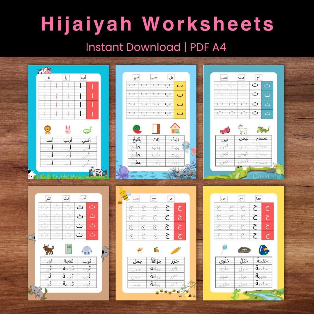 Arabic Alphabet Tracing Worksheets: Kids' Learning Printable (PDF A4 ...