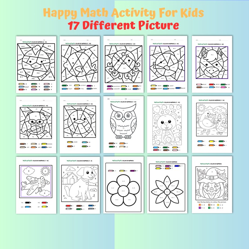 Cat Color by Numbers Printable, Math Activities Education Tools Instant ...
