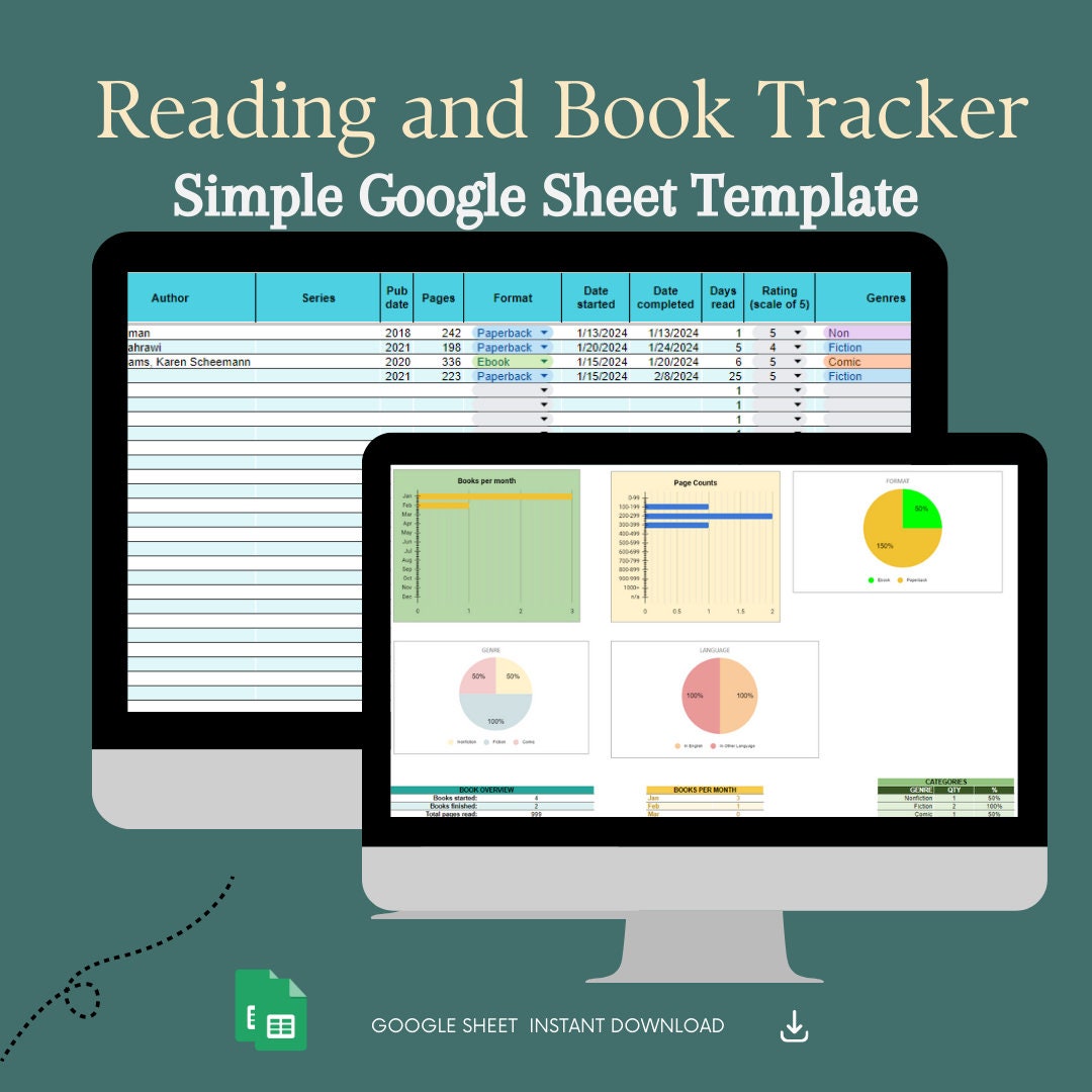 Simple Reading Tracker Spreadsheet, Book Tracker, Google Sheet, Reading ...