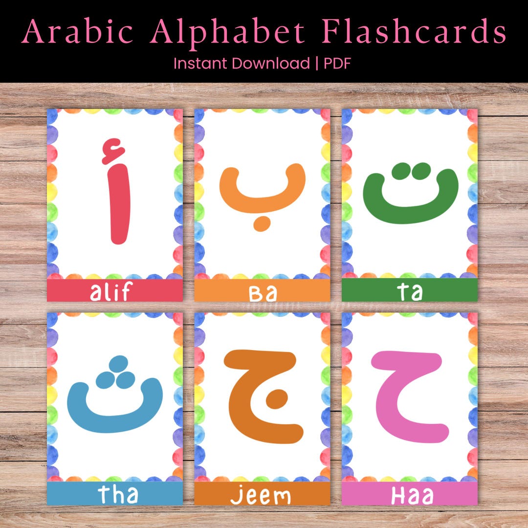 Arabic Alphabet Flashcards Set - Educational Memory Cards for Kids ...