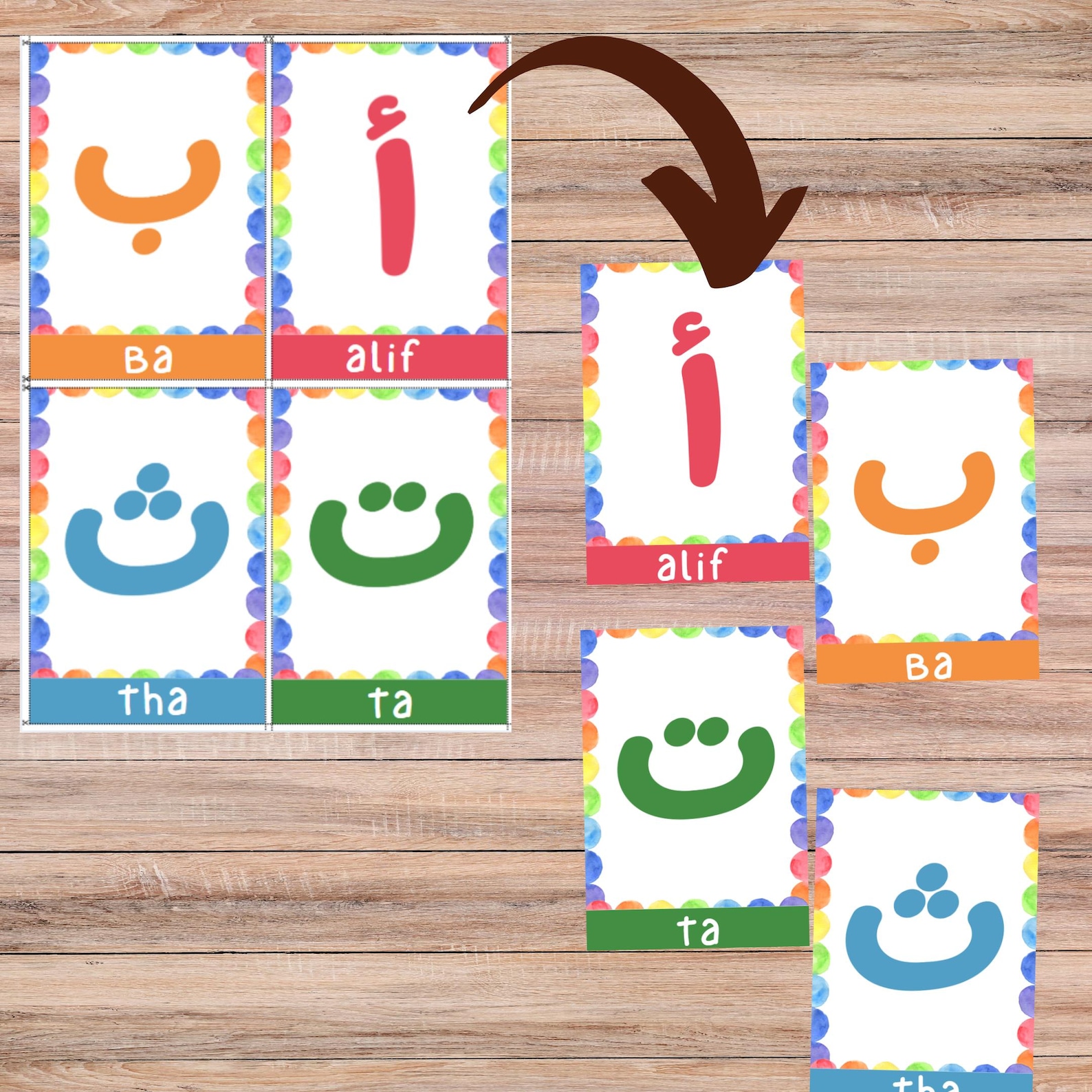 Arabic Alphabet Flashcards Set - Educational Memory Cards for Kids ...