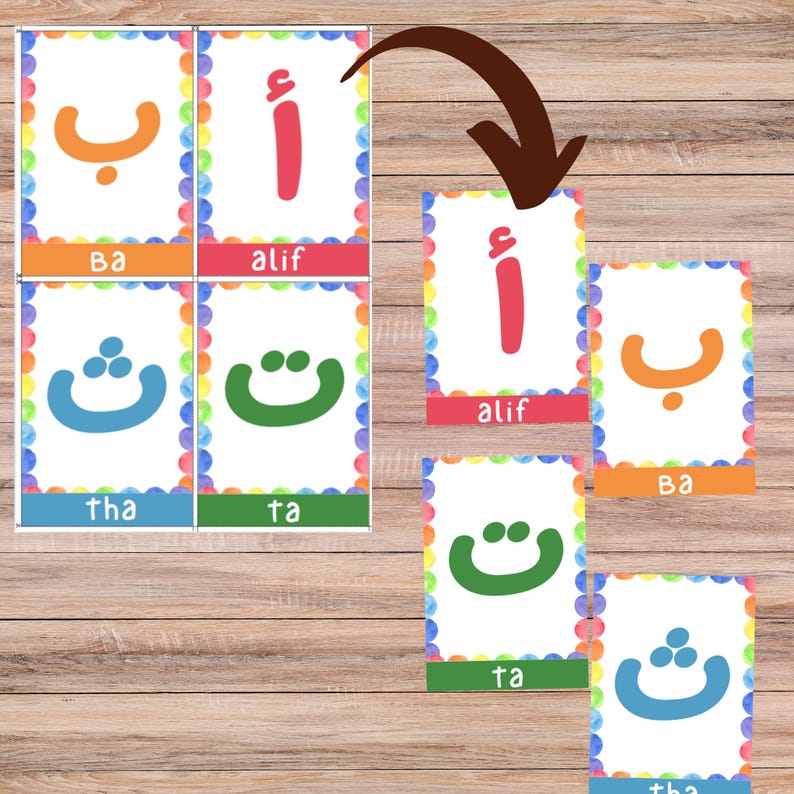 Arabic Alphabet Flashcards Set - Educational Memory Cards for Kids ...