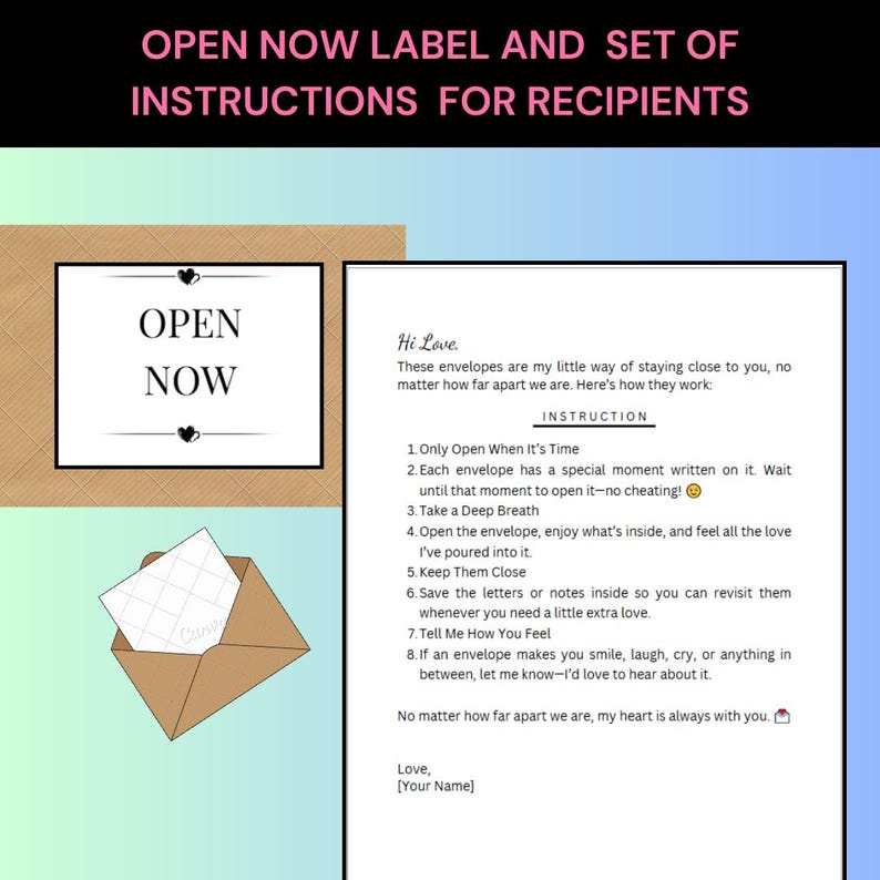 Editable Open When Envelope Labels Long Distance Relationship Gifts ...
