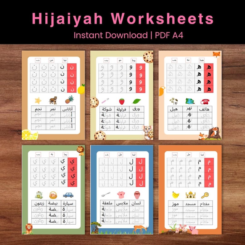 Arabic Alphabet Tracing Worksheets: Kids' Learning Printable (PDF A4 ...