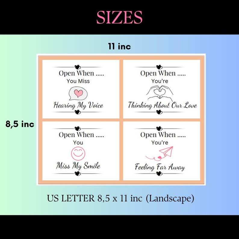 Editable Open When Envelope Labels Long Distance Relationship Gifts ...