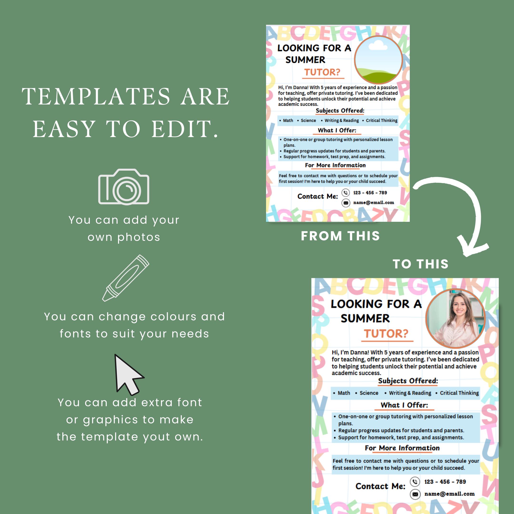 Editable Tutoring Flyer Template: Customizable Canva Design (instant ...