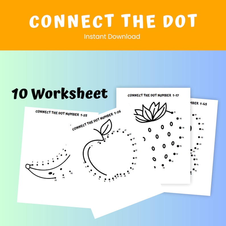 Fruit Connect the Dots Dot to Dot Math Activities for Kids Fun ...