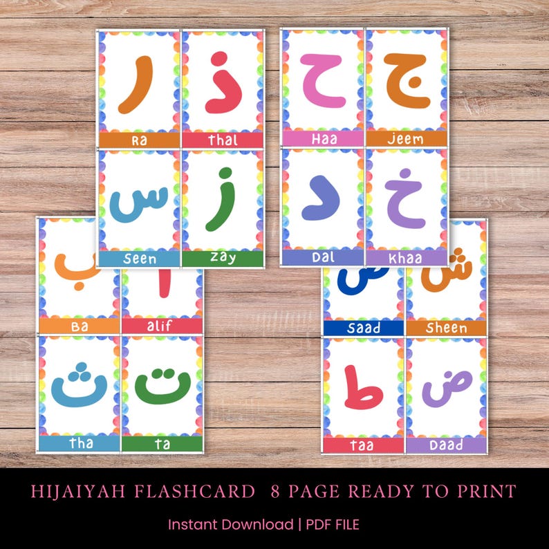 Arabic Alphabet Flashcards Set - Educational Memory Cards for Kids ...
