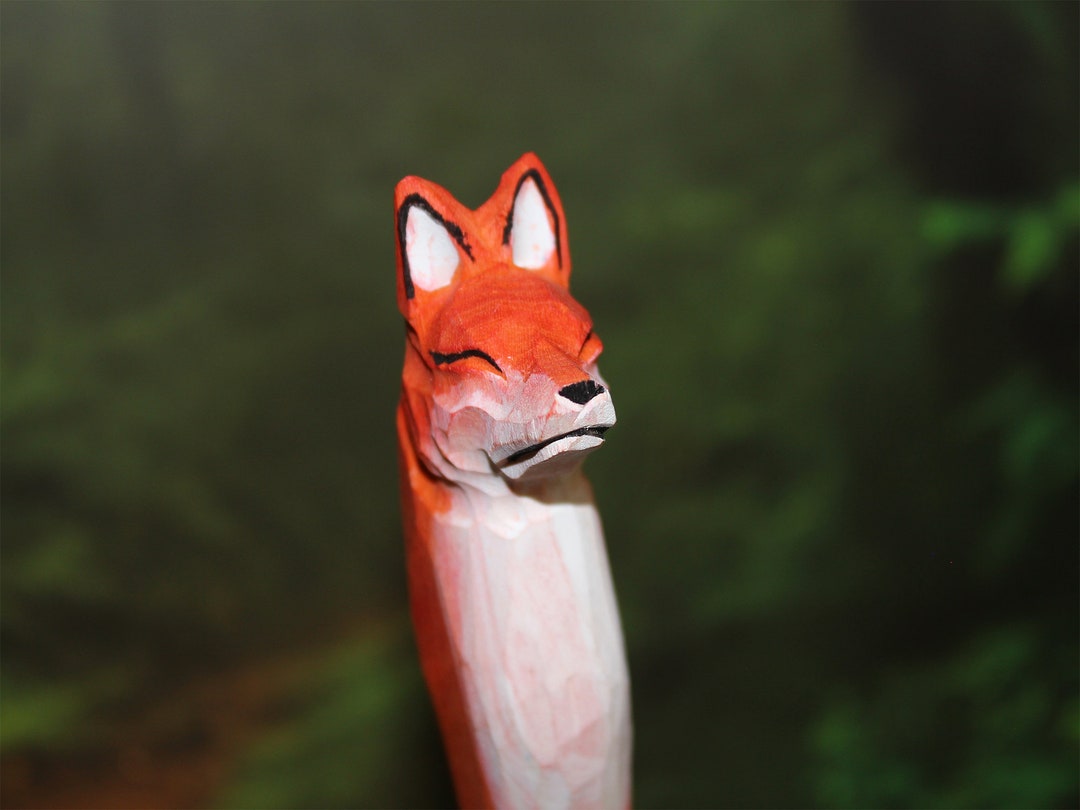 Fox Woodcarving Pen With Replaceable Refill Drawing Drafting Gifts for ...