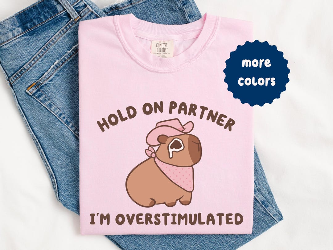 Hold on Partner I'm Overstimulated Comfort Colors Shirt, Funny Meme ...