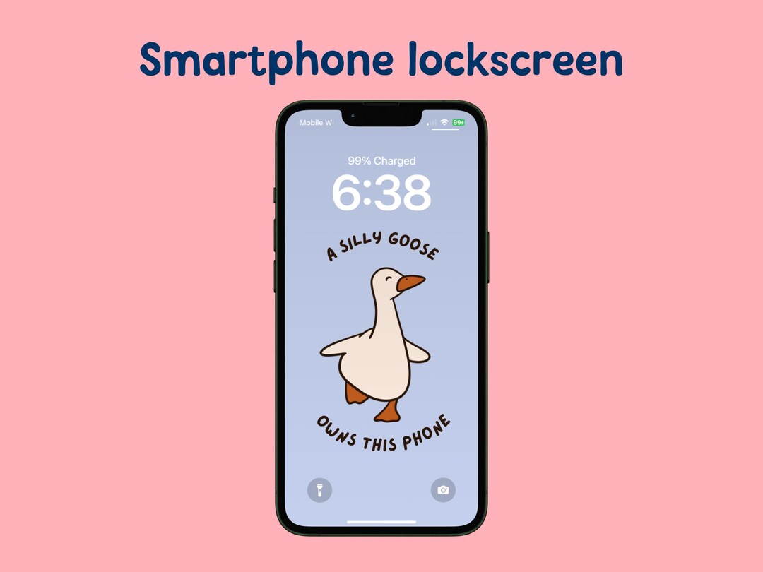 Silly Goose Phone Wallpaper, Cute Lock Screen Screensaver, Handmade Art ...