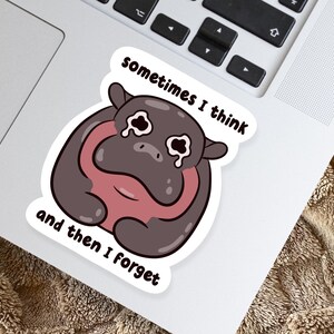 Crying Pygmy Hippo Sticker, Funny Meme Sticker, Cute Waterproof Sticker ...