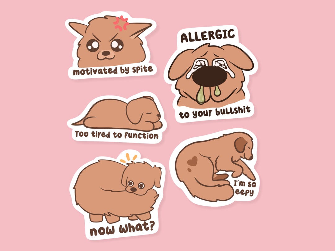 Silly Dog Lover Sticker Bundle, Funny Animal Meme Sticker Pack, Cute ...