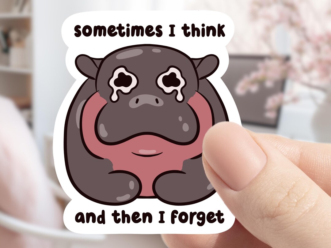 Crying Pygmy Hippo Sticker, Funny Meme Sticker, Cute Waterproof Sticker ...