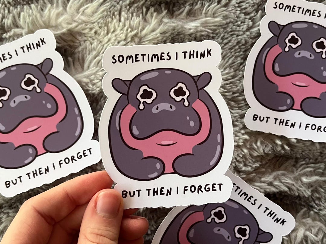 Crying Pygmy Hippo Sticker, Funny Waterproof Vinyl Decal for Laptops ...