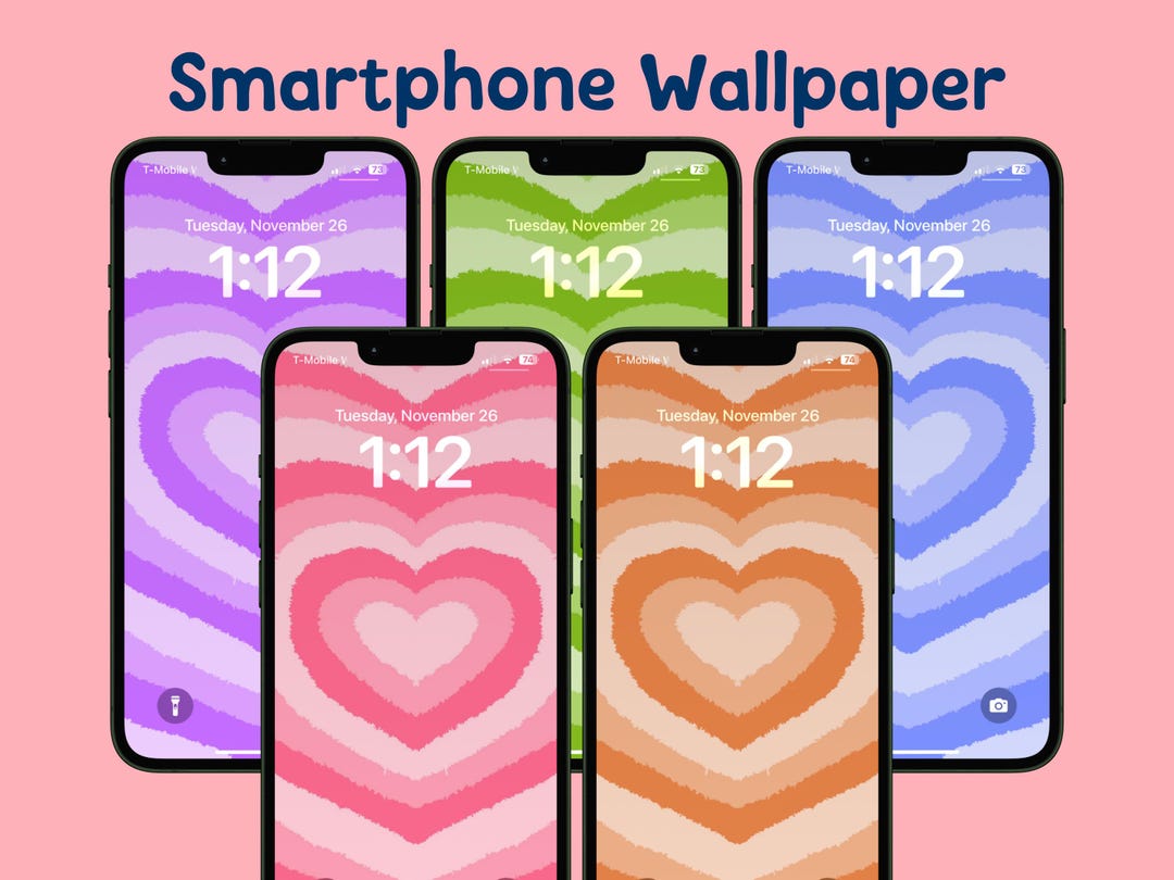 Colorful Heart Phone Wallpaper, Cute Lock Screensaver, Playful Art for ...